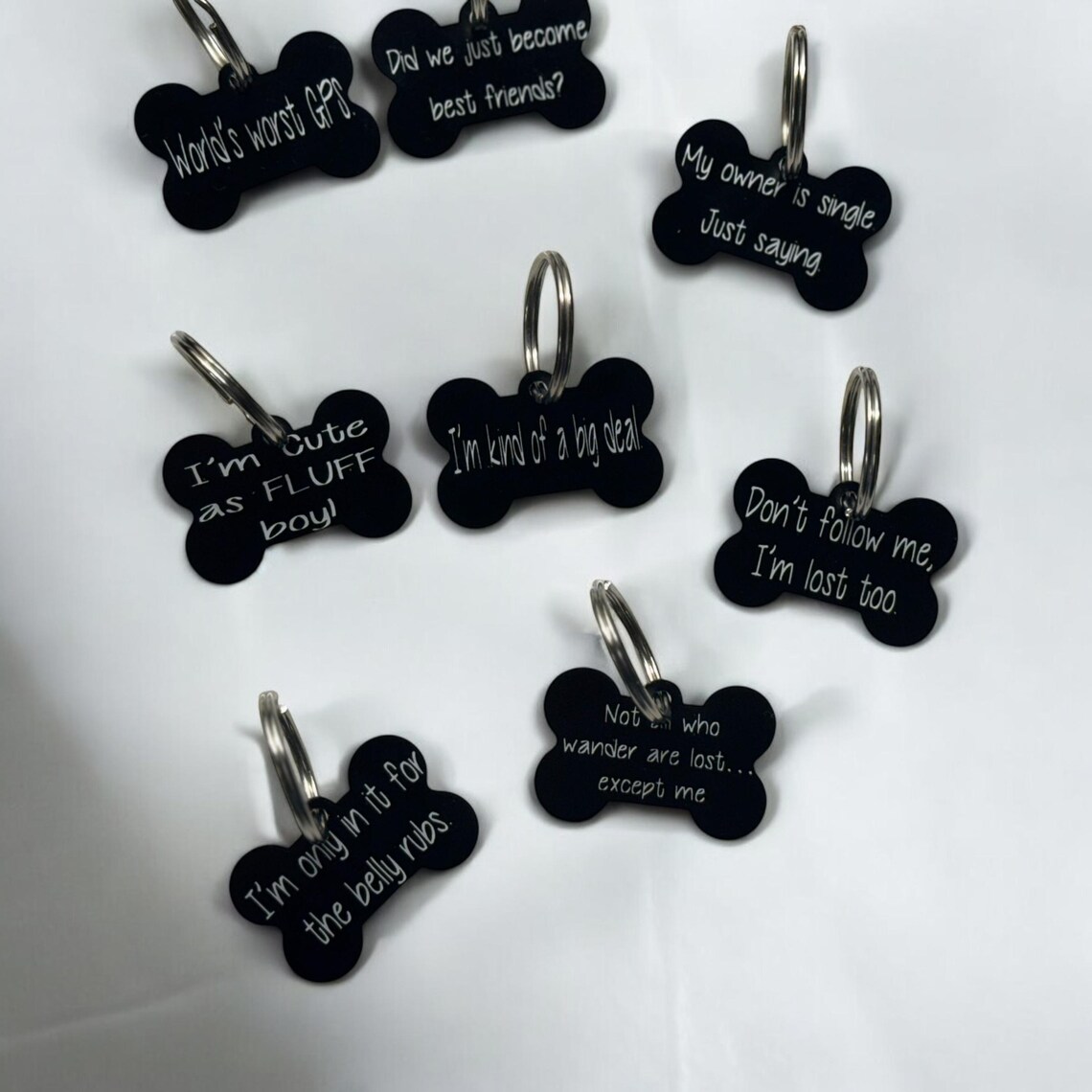 Small Custom Black Aluminum Dog Tags, Personalized Pet ID With ...