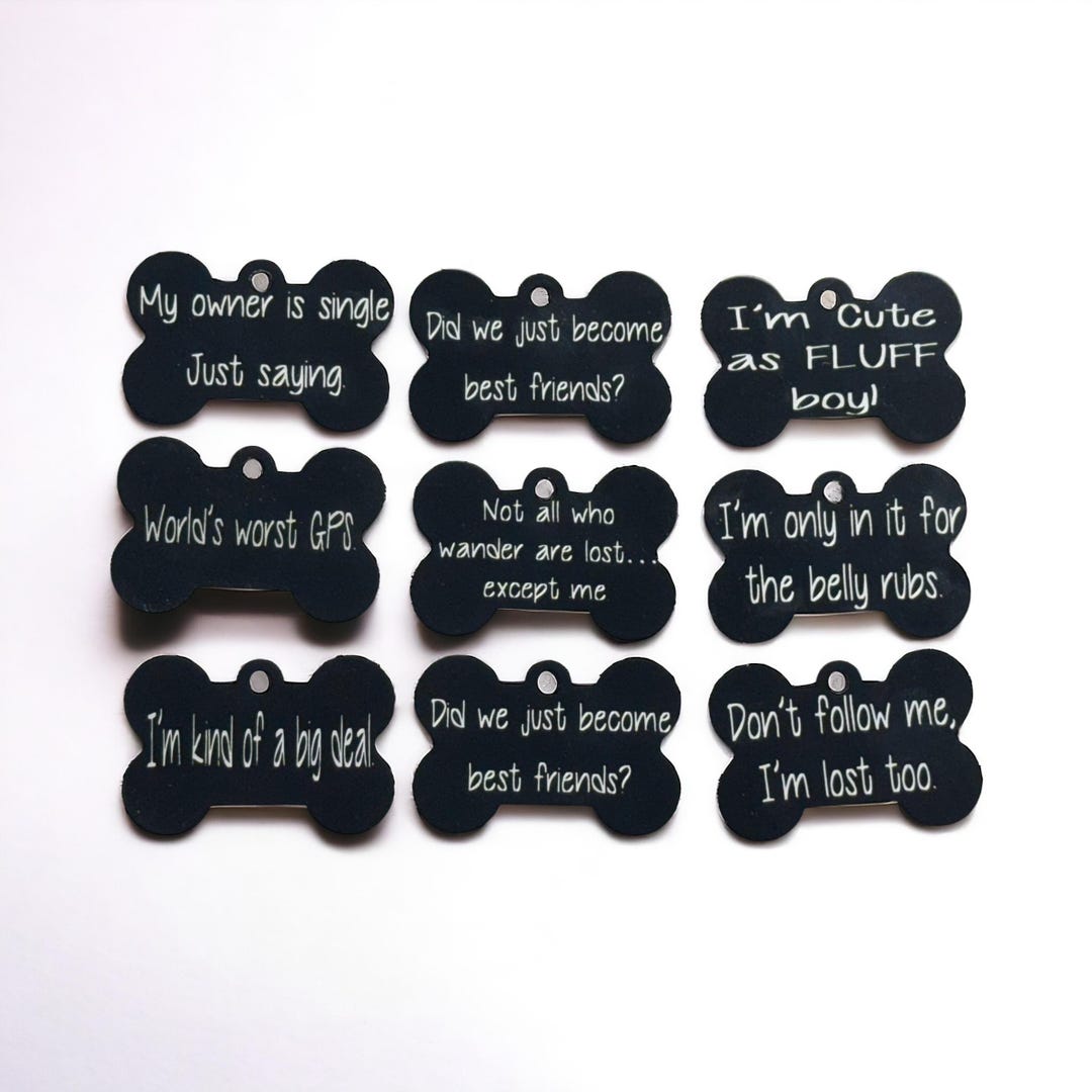 Small Custom Black Aluminum Dog Tags, Personalized Pet ID With ...