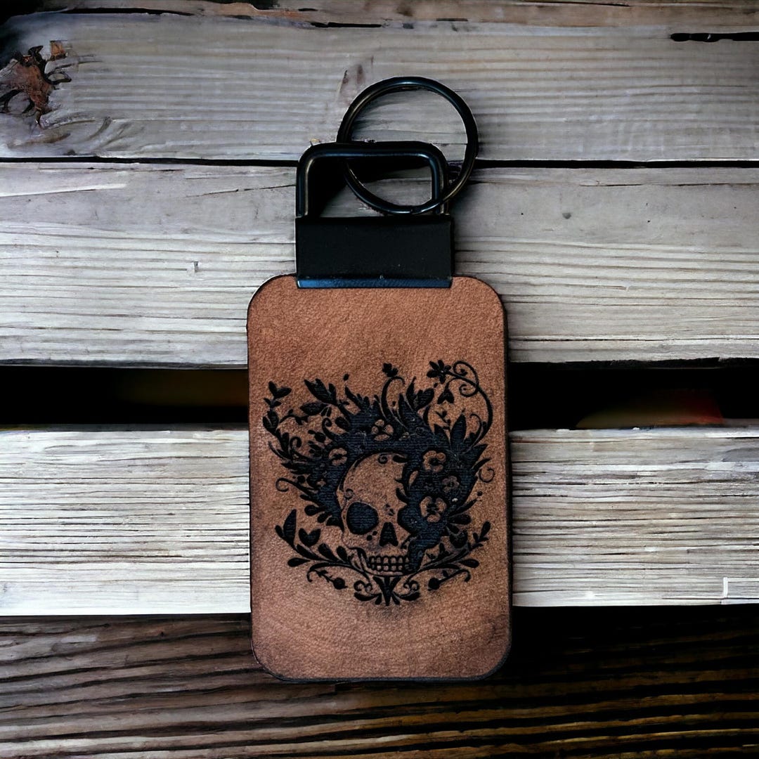 Leather Gothic Keychain, Skull Keychain, Custom Leather Keychain - Etsy