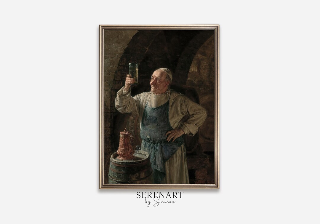 Wine Tasting Vintage Oil Painting Wall Art, Rustic and Primitive ...