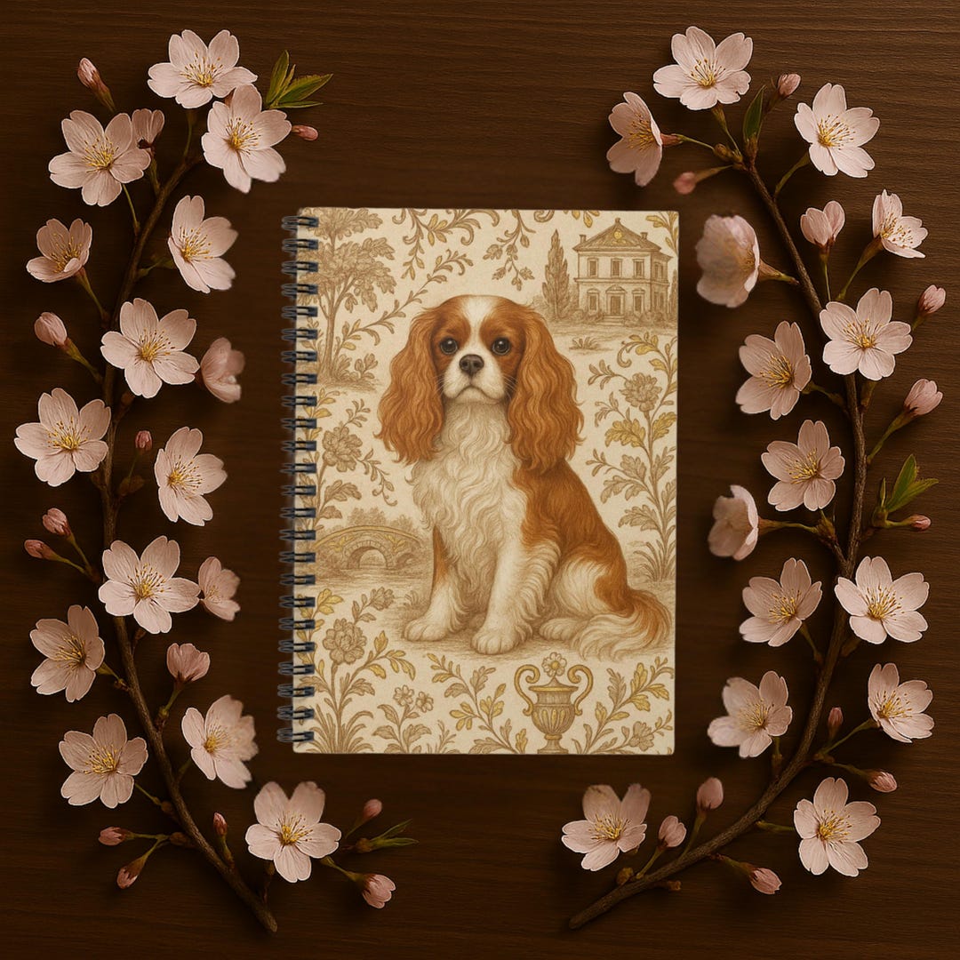 Elegant Cavalier King Charles Spaniel Spiral Toile Notebook Ruled Lined ...