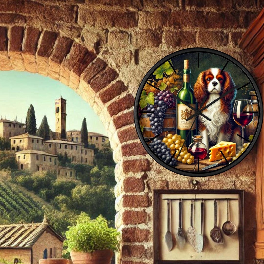 Cavalier King Charles Spaniel Dog Rustic Wine Wall Clock, Animal Lover ...