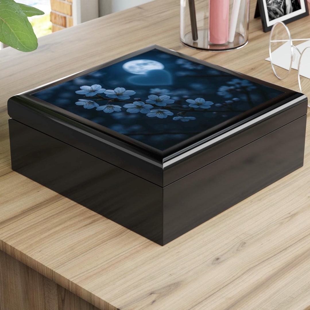 Floral Moonlit Cherry Blossom Jewelry Box Elegant Storage Gift - Etsy
