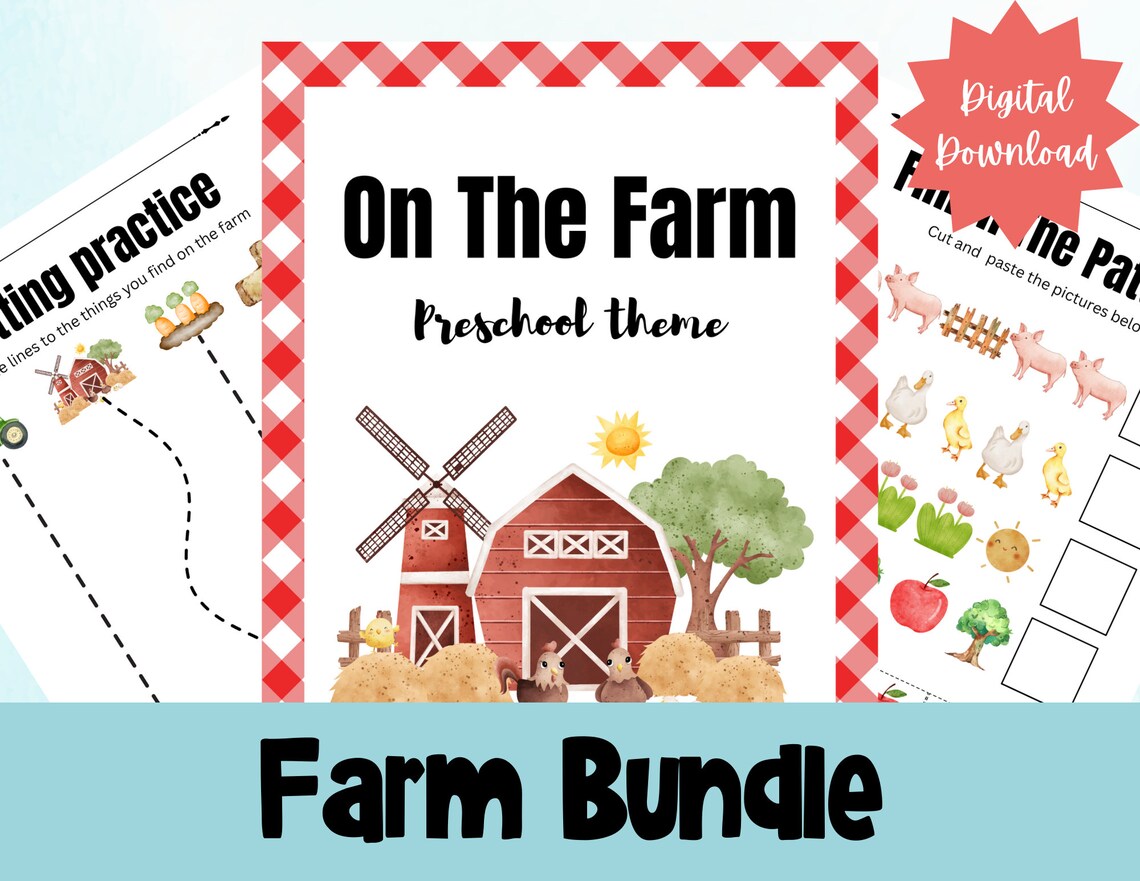 Farm Preschool Activity Bundle: Toddler Learning Printables (PDF) - Etsy