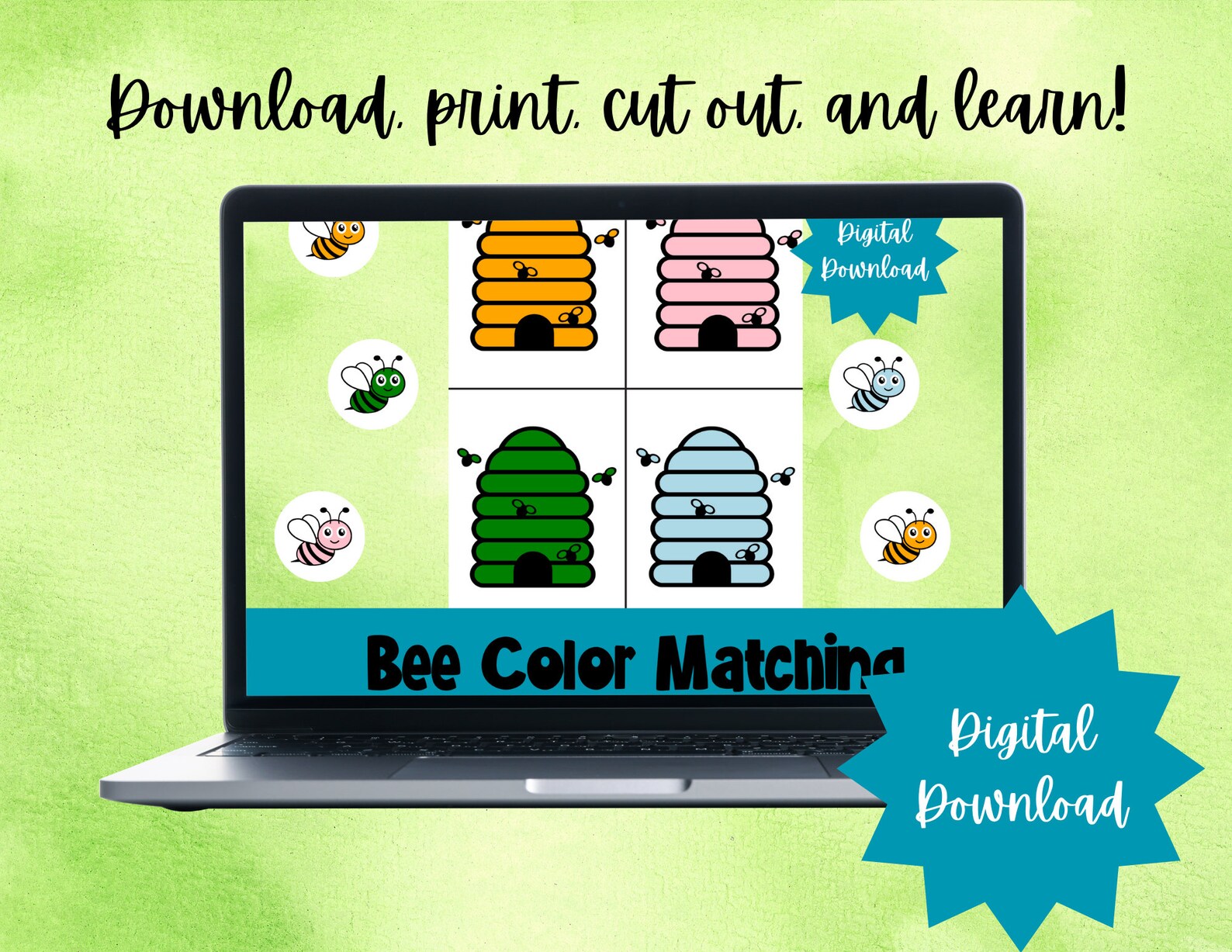 Bee Color Matching Activity, Homeschool Preschool, Color Matching ...