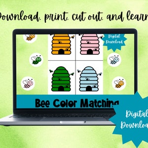 Bee Color Matching Activity, Homeschool Preschool, Color Matching ...