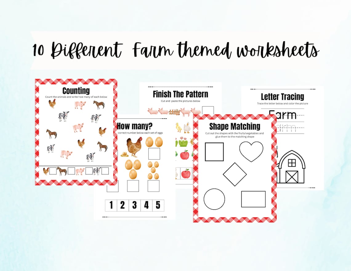 Farm Preschool Activity Bundle: Toddler Learning Printables (PDF) - Etsy