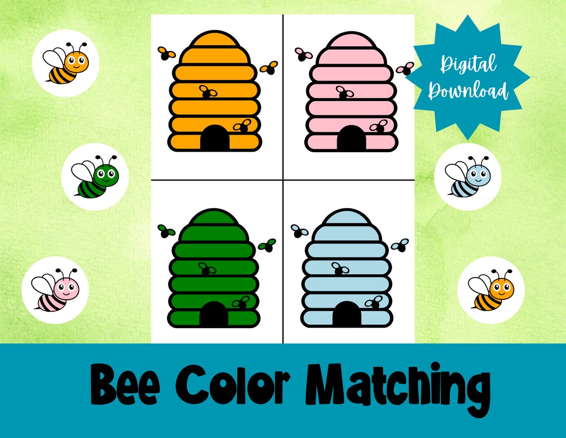 Bee Color Matching Activity, Homeschool Preschool, Color Matching ...