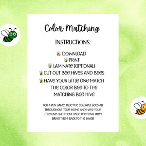 Bee Color Matching Activity, Homeschool Preschool, Color Matching ...