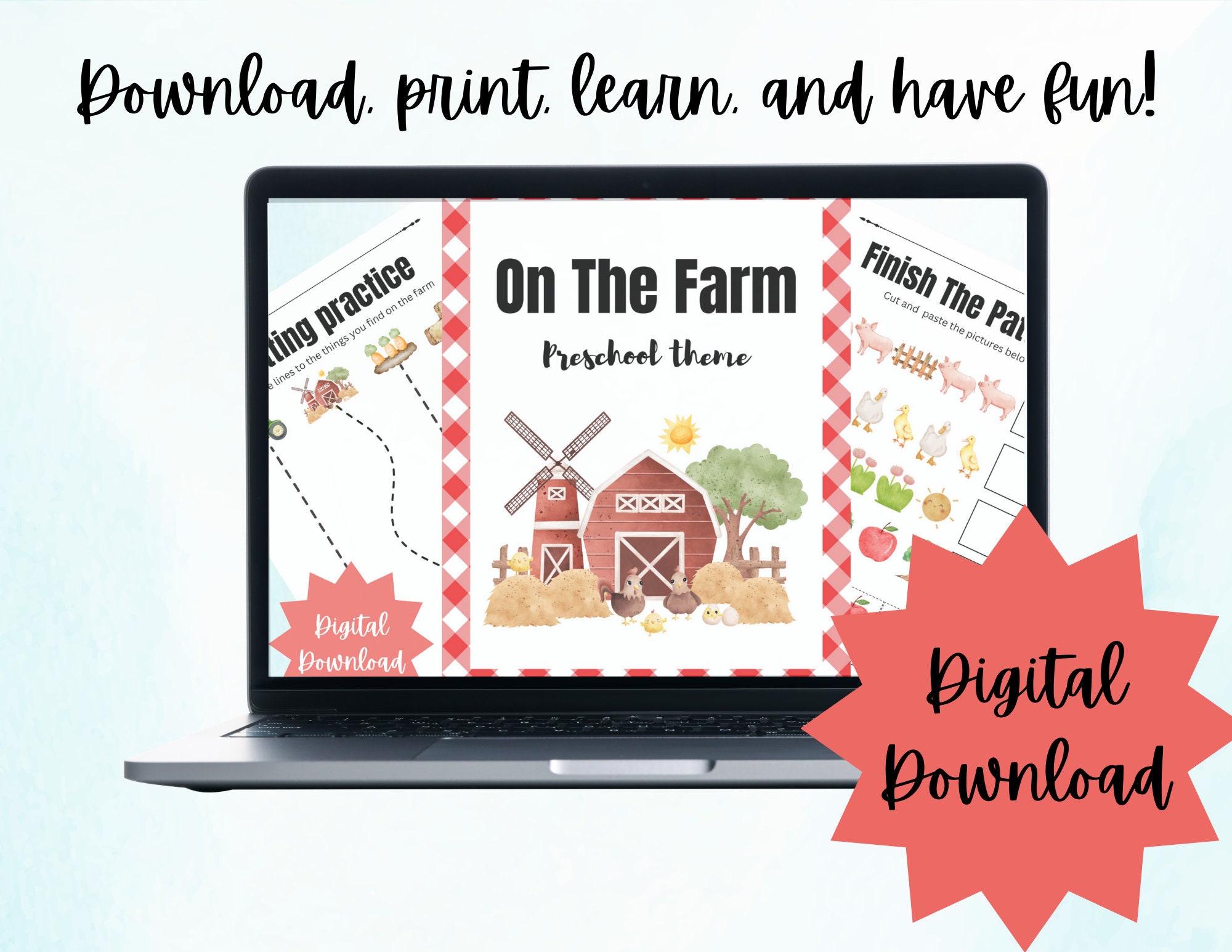 Farm Preschool Activity Bundle: Toddler Learning Printables (PDF) - Etsy