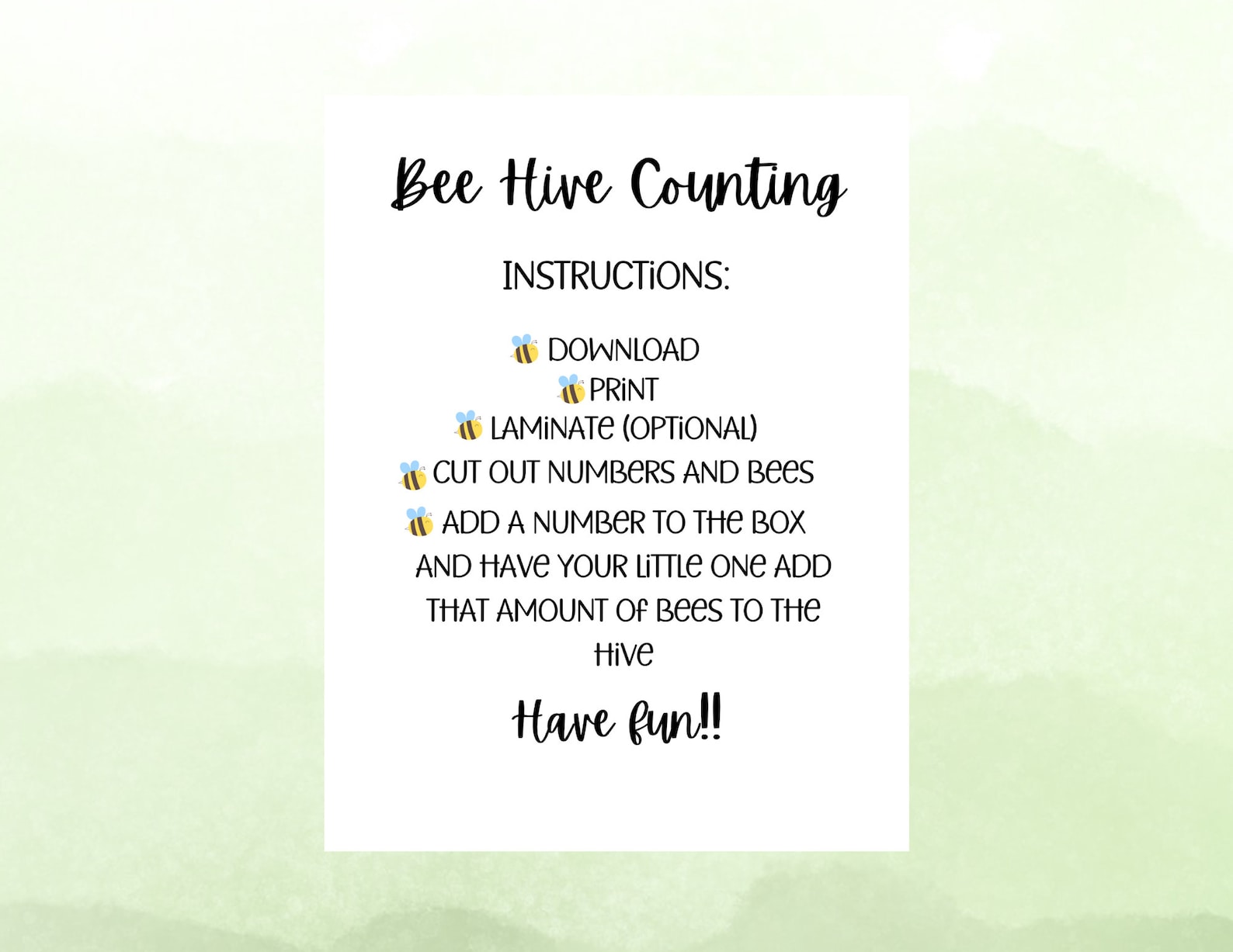 Bee Hive Counting Activity: Preschool Worksheet (digital Download) - Etsy