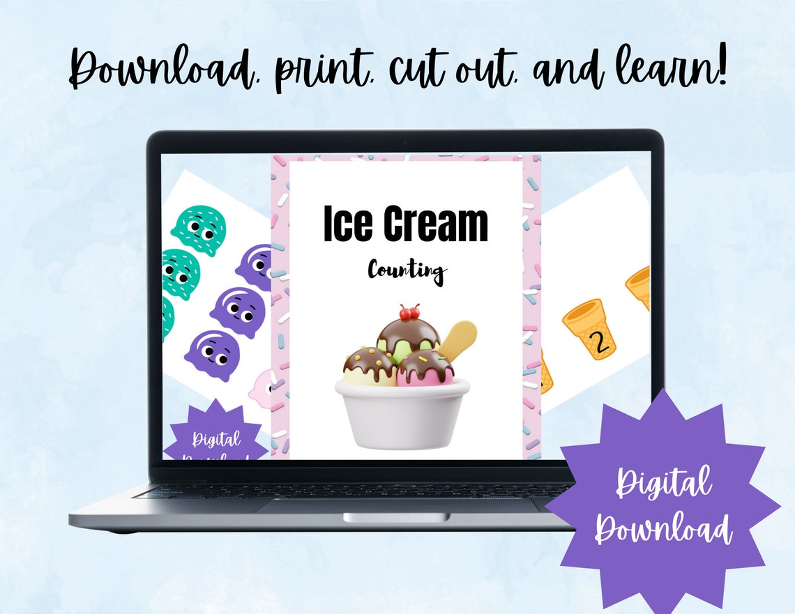 Ice Cream Counting Worksheet: Preschool Printable (PDF) - Etsy