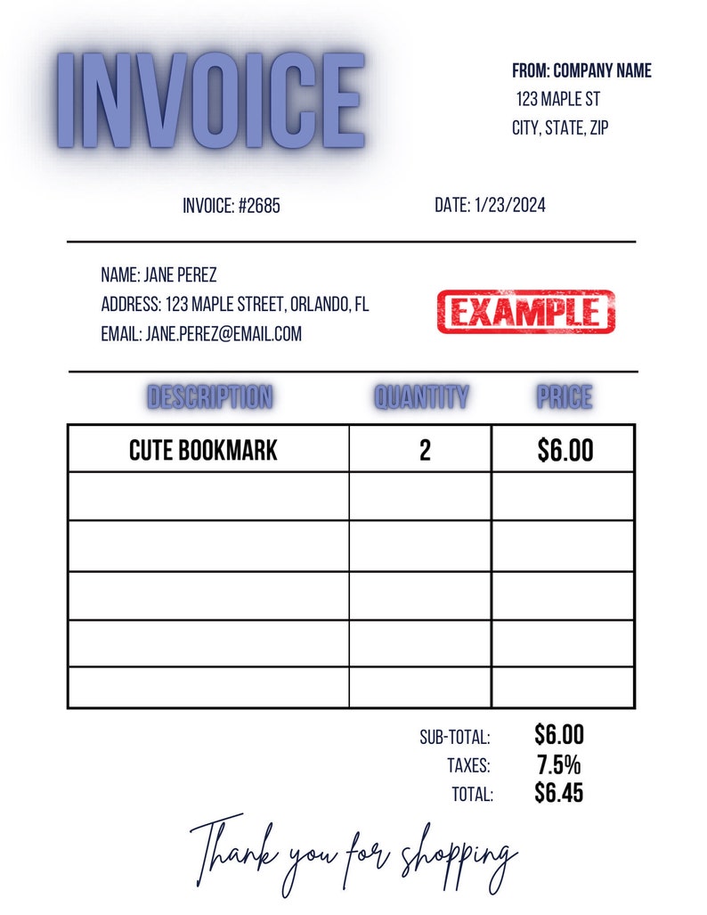 Invoice Template, Shipment Invoice Template - Etsy