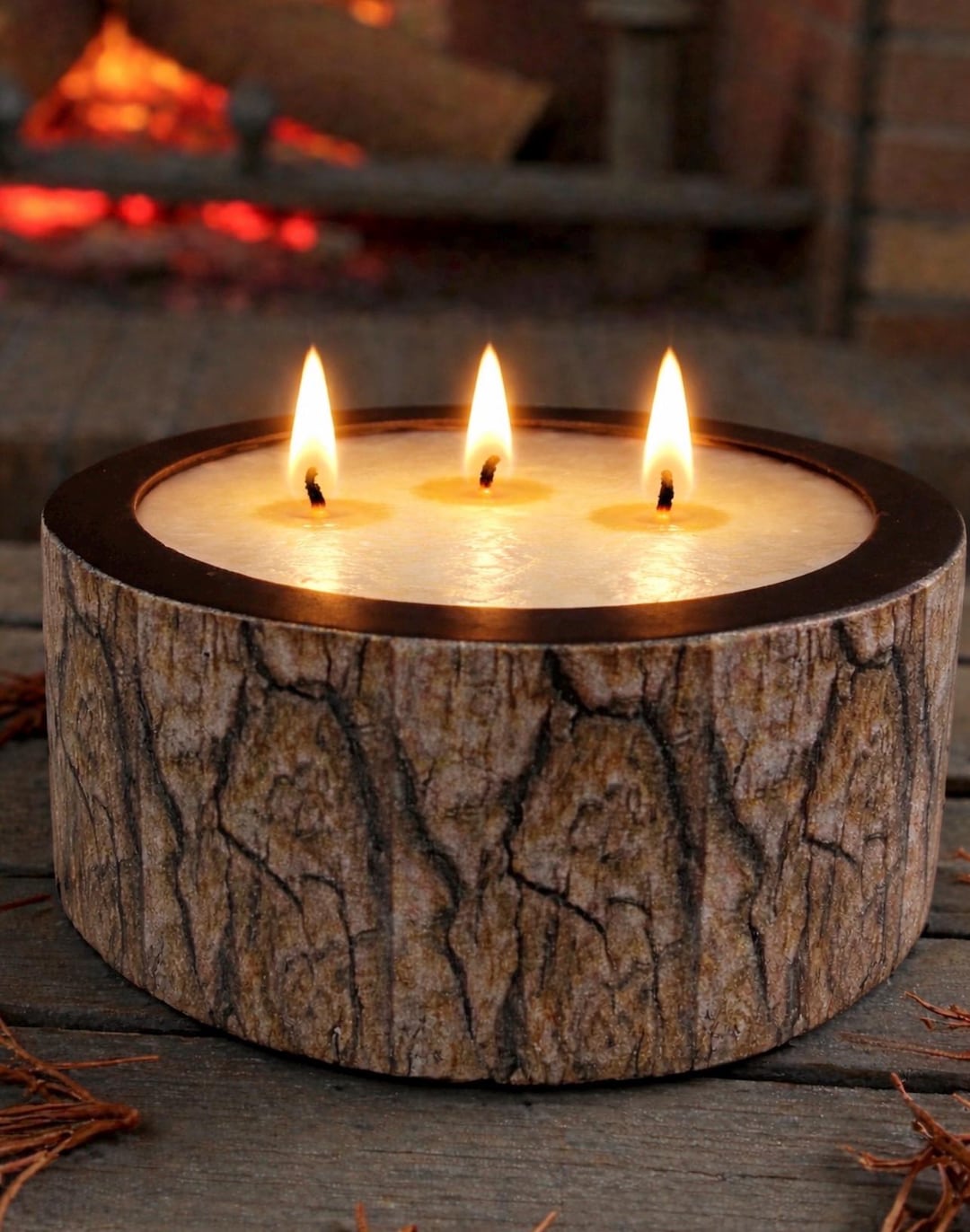 Tree Bark Dough Bowl Candle | Scented Coco-soy Wax, 3 Wicks (10oz) - Etsy