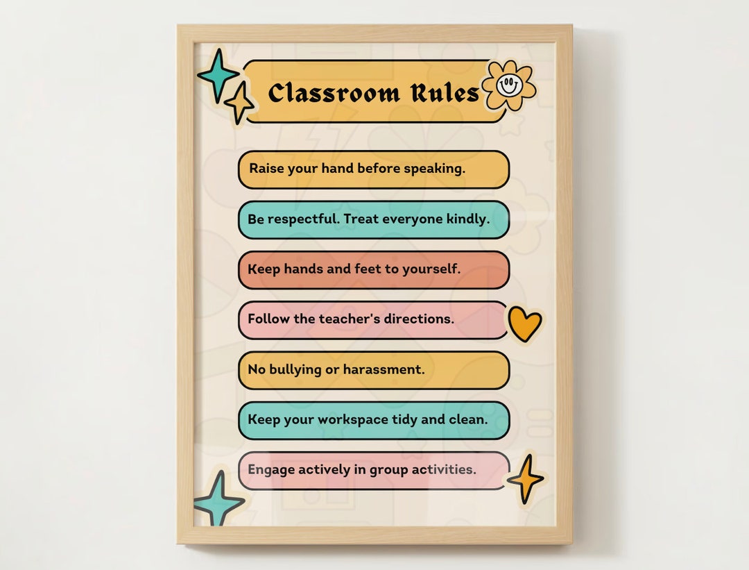 Printable Classroom Rules Poster /digital Download for Teachers and ...