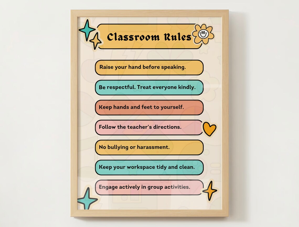 Printable Classroom Rules Poster /digital Download for Teachers and ...