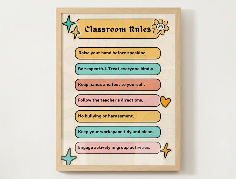Printable Classroom Rules Poster /digital Download for Teachers and ...