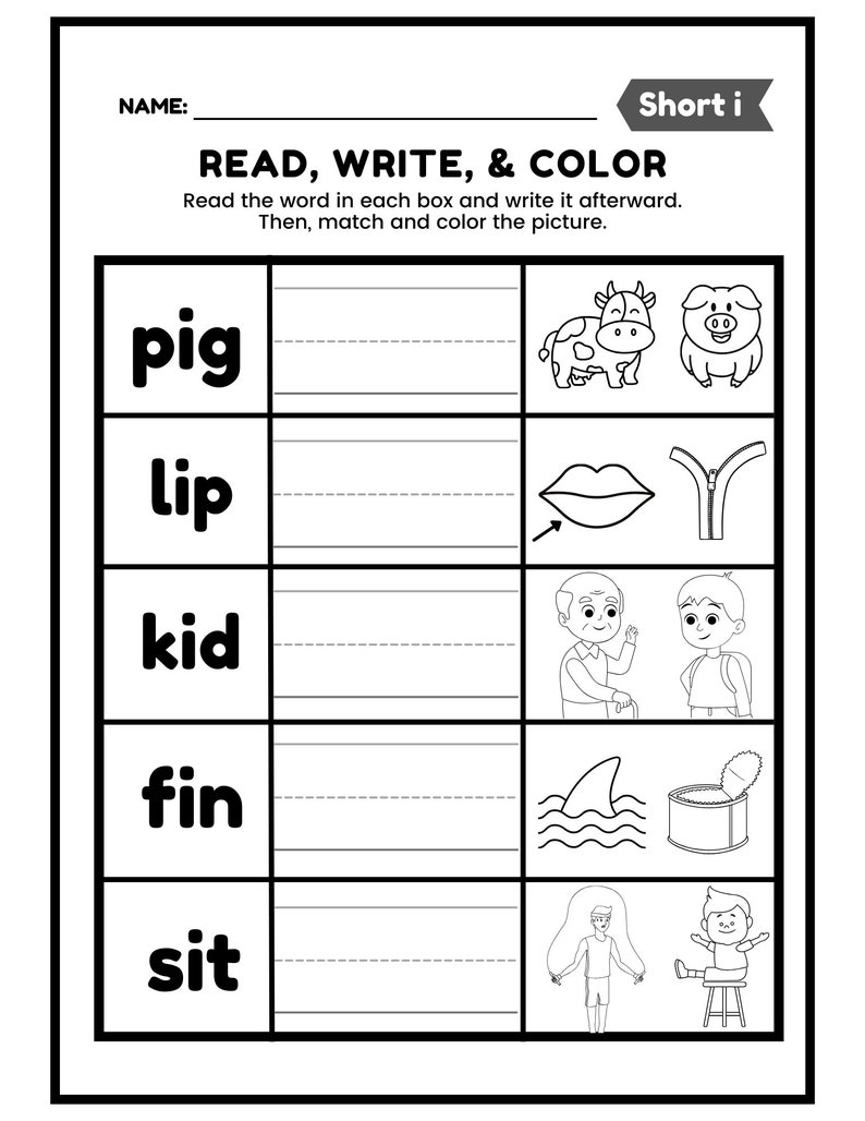 English CVC Words Beginning Sounds Worksheet/ Short Vowel Worksheet ...