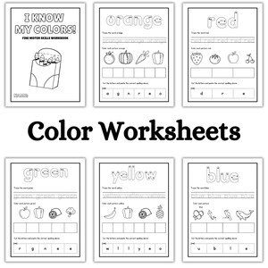 Color Worksheets for Kids - Set of 9 Digital Printable Sheets/color ...