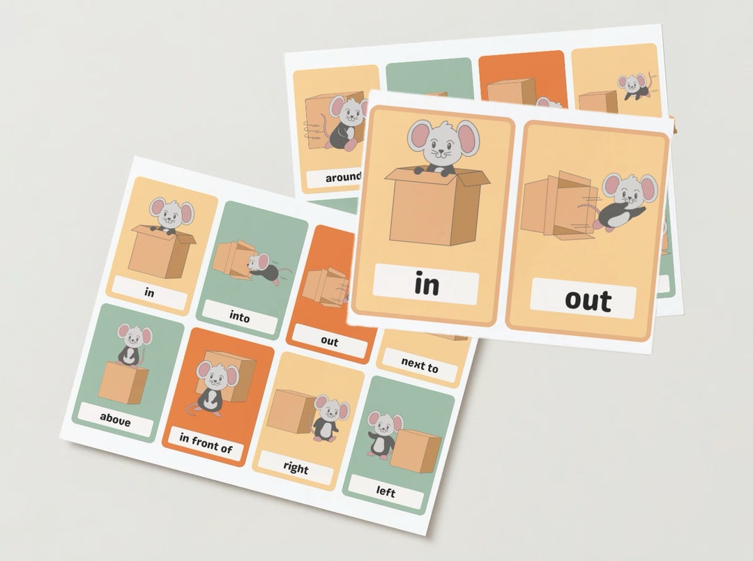 Preposition Flash Cards and Charts - 16 Flash Cards + 2 Big Preposition ...