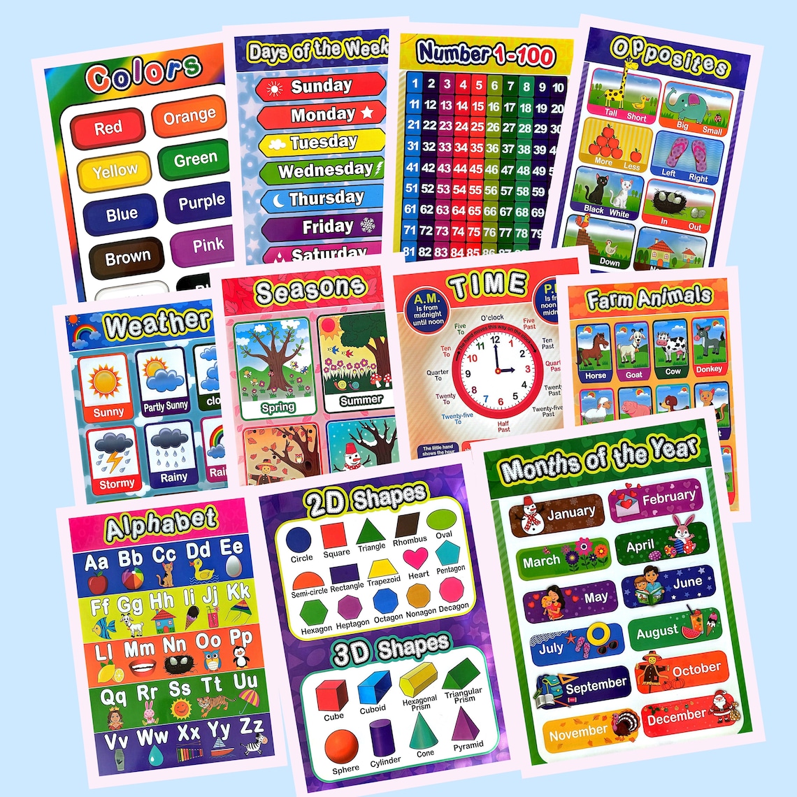 Printable Educational Posters for Kids - Set of 11 Posters in English ...