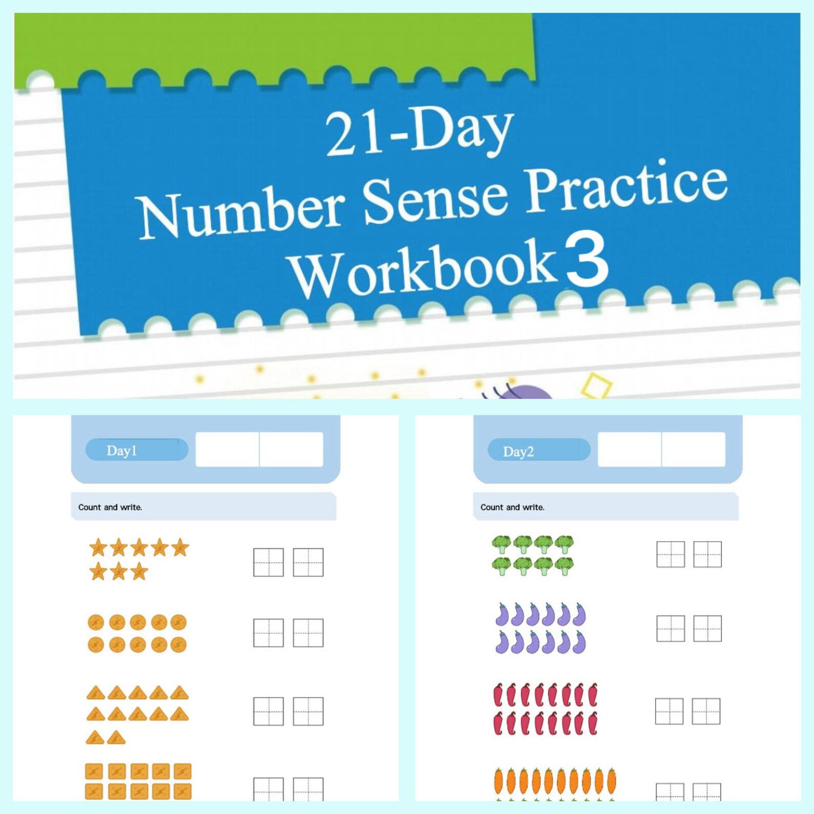21-day Number Sense Practice Workbook3 for Kids Age 5-6 / Preschool ...