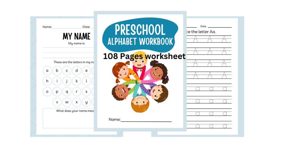 Alphabet Worksheet for Preschool Kids 108 Pages of Practice/ Pre-school ...