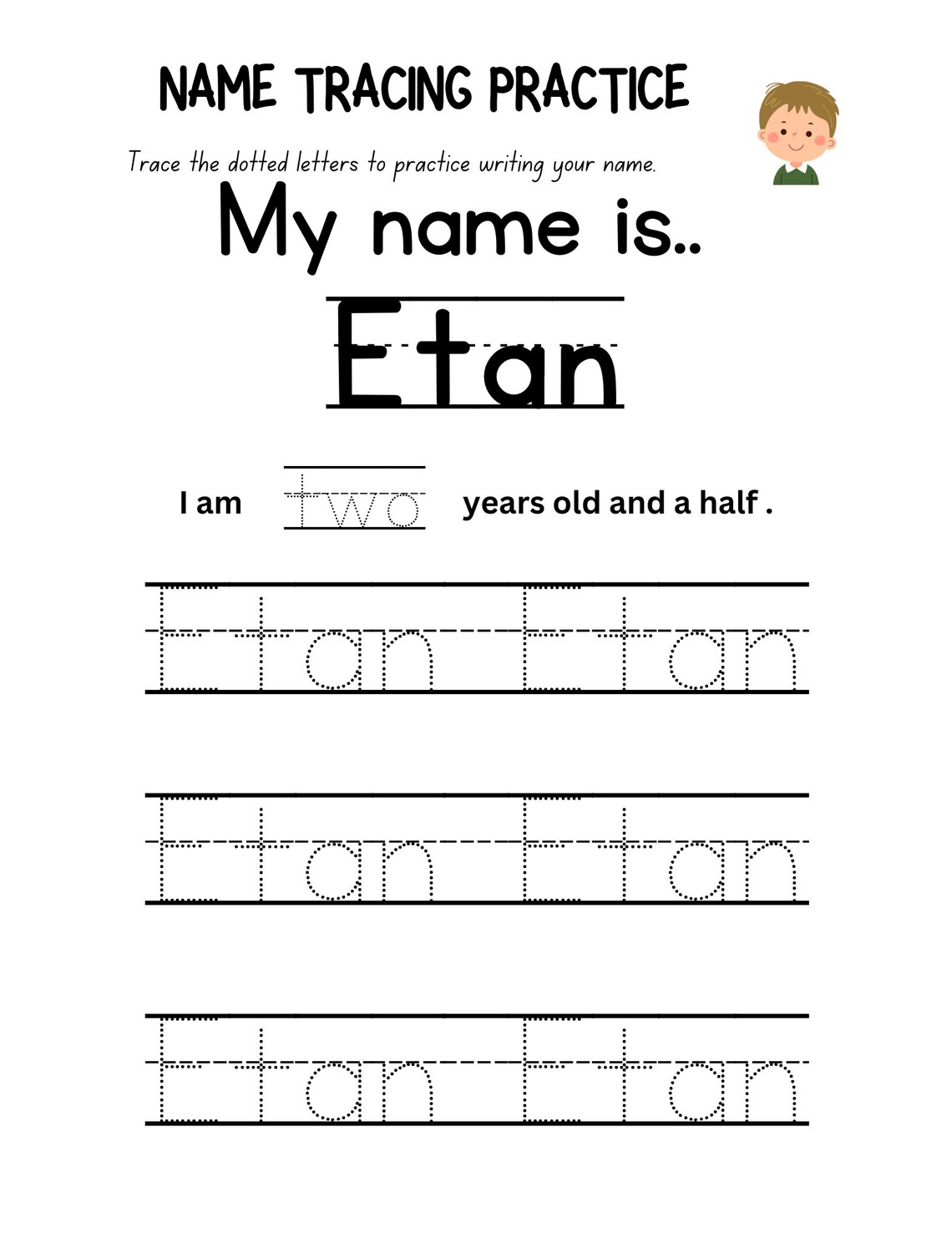 Custom Name Tracing Worksheet, Personalized Handwriting Practice Sheets ...