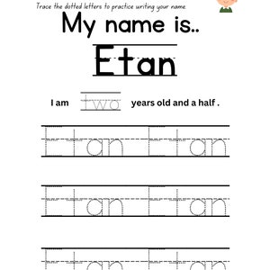 Custom Name Tracing Worksheet, Personalized Handwriting Practice Sheets ...