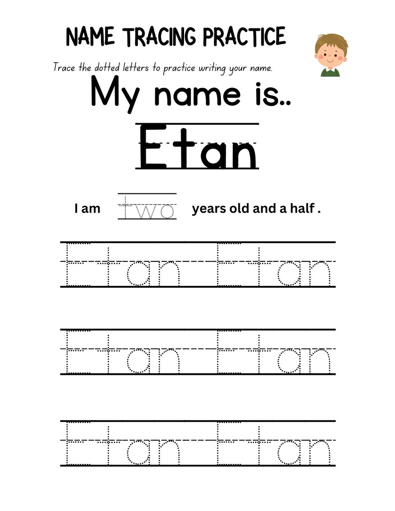 Custom Name Tracing Worksheet, Personalized Handwriting Practice Sheets ...