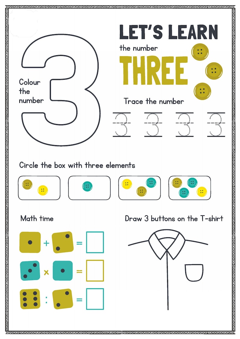 Number 1 to 10 Worksheet for Kids: Learn, Recognize, and Write Numbers - Digital Download - Etsy