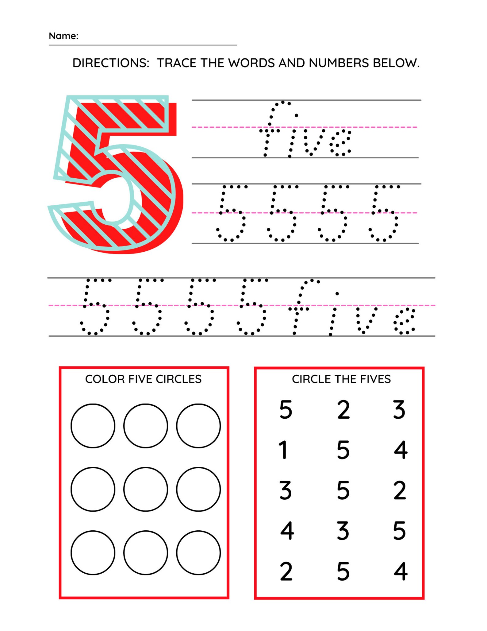 Number Tracing Bundle Numbers 1-10 Printable Trace Handwriting Writing ...