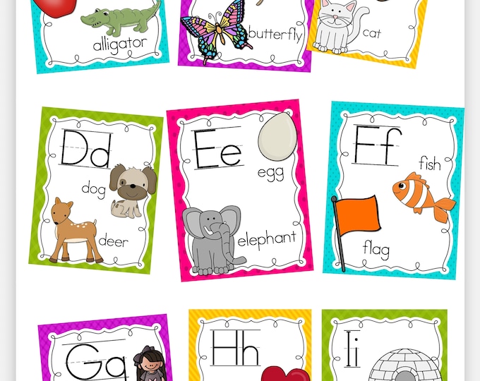 Alphabet Letter Cards: A to Z Educational Flashcards With Six Starting ...