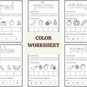 Color Worksheets for Kids - Set of 9 Digital Printable Sheets/color ...