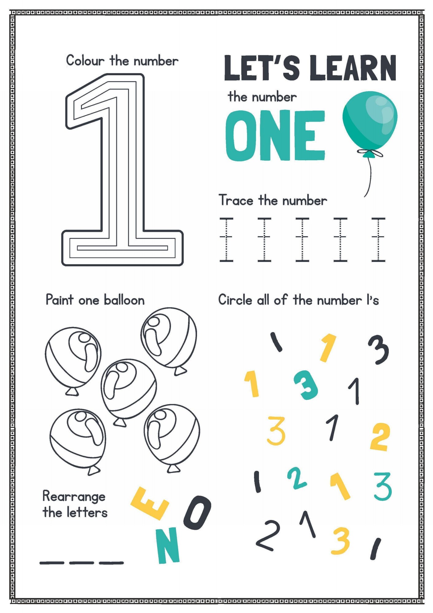 Number 1 to 10 Worksheet for Kids: Learn, Recognize, and Write Numbers ...
