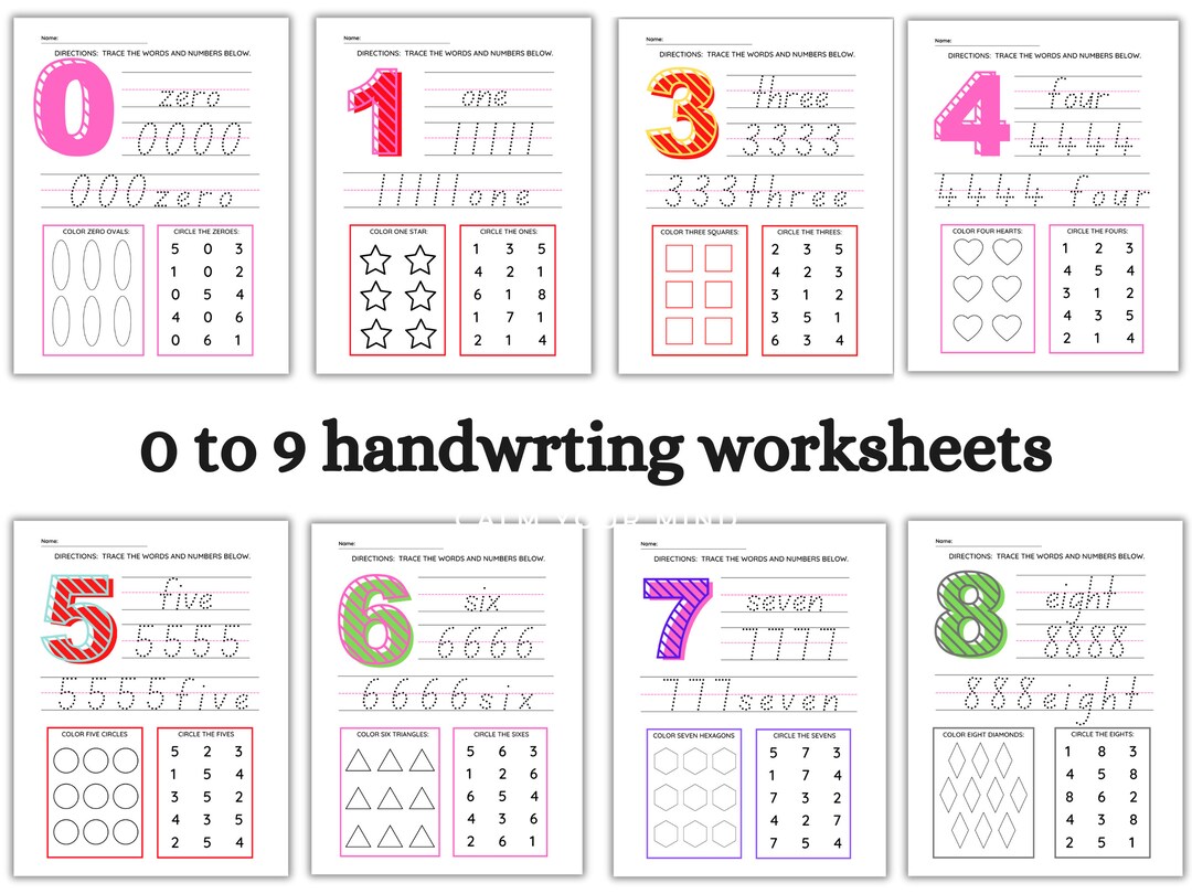 Number Tracing Bundle Numbers 1-10 Printable Trace Handwriting Writing ...