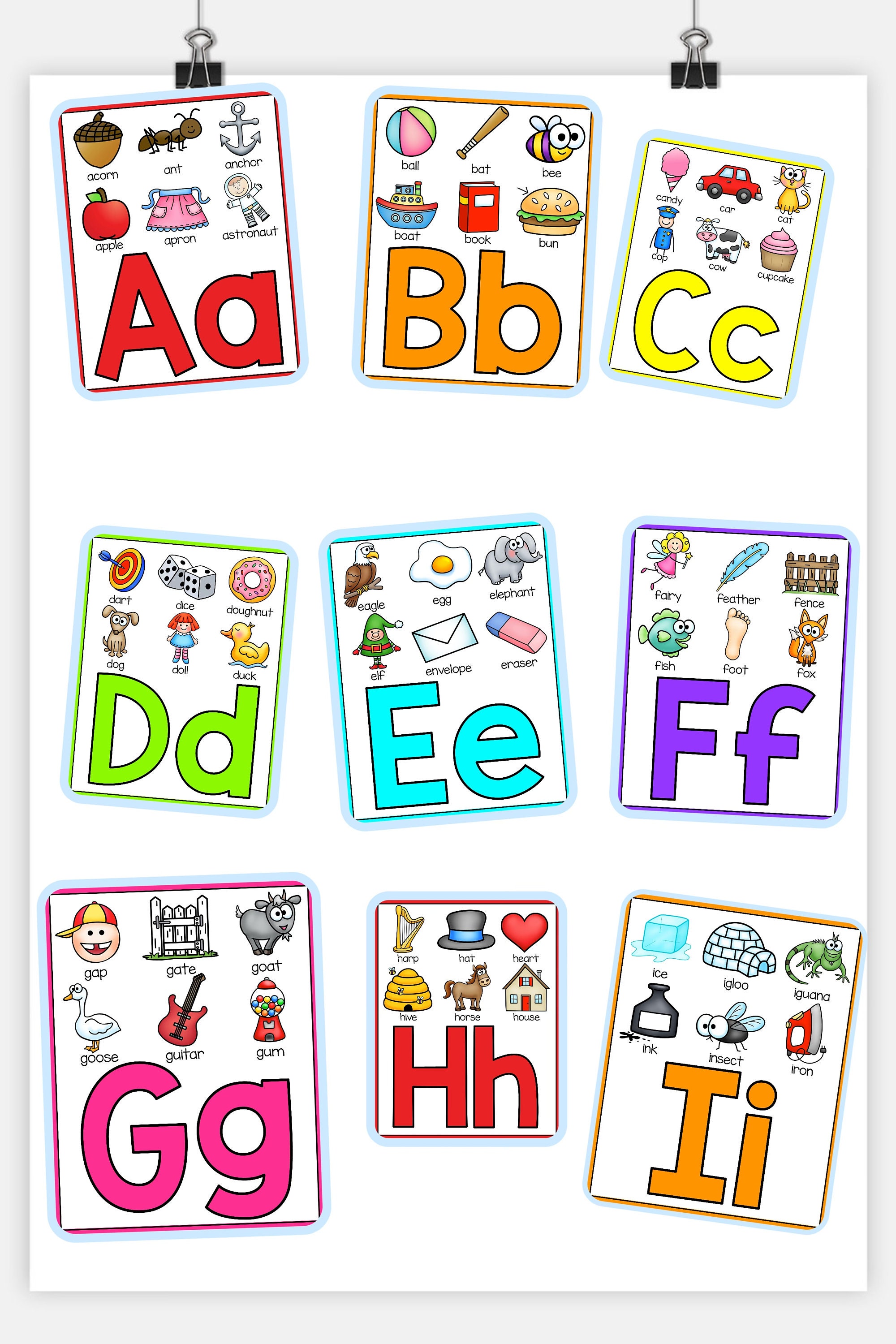 Alphabet Letter Cards: A to Z Educational Flashcards With Six Starting ...
