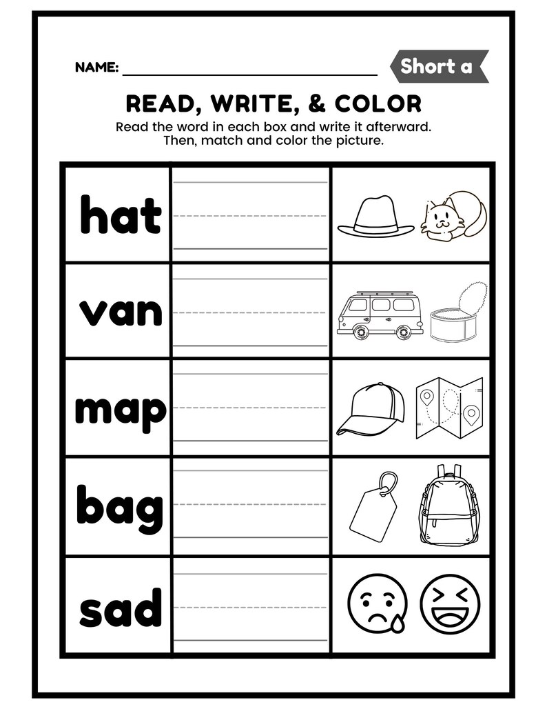 English CVC Words Beginning Sounds Worksheet/ Short Vowel Worksheet ...