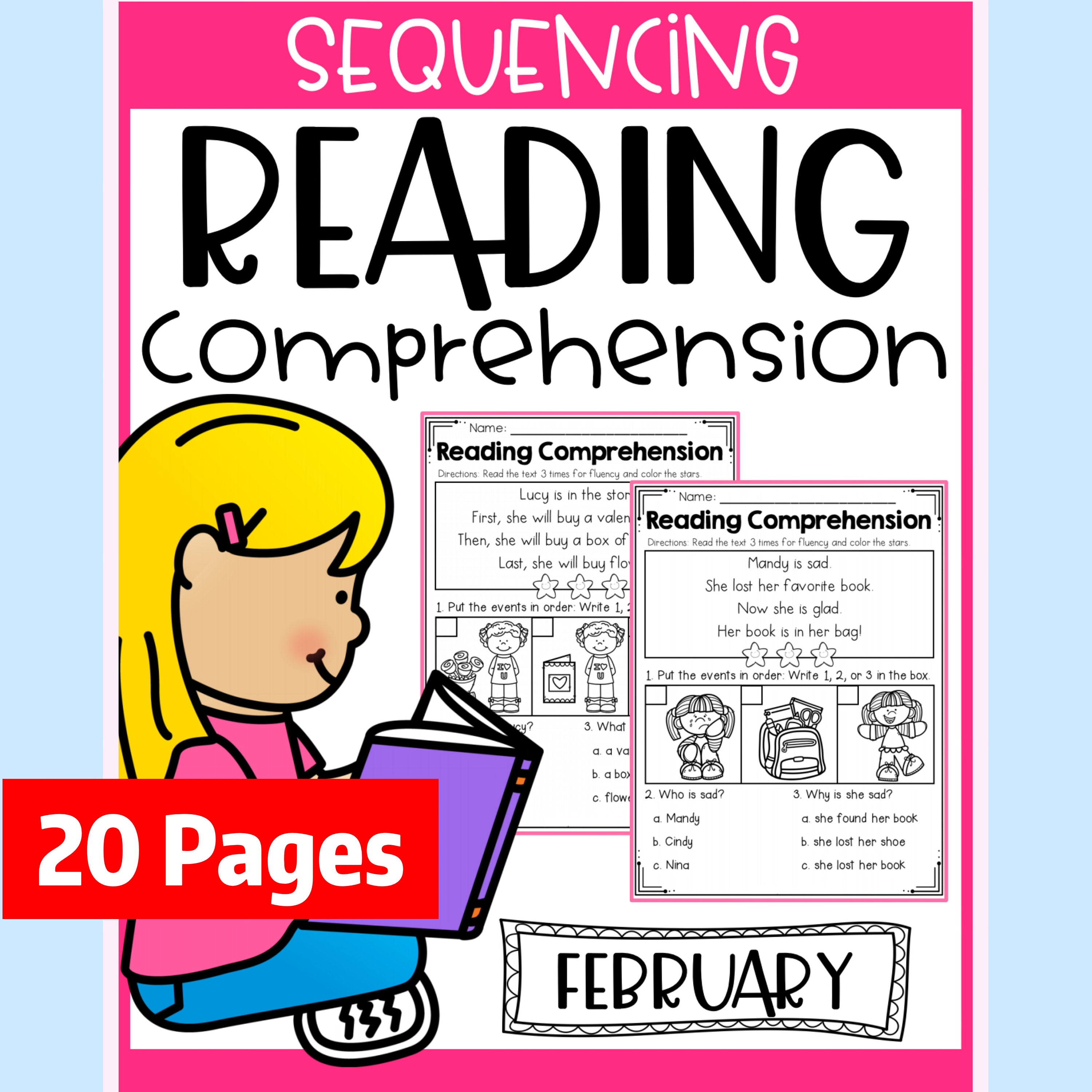 2 Comprehensive Sequencing Reading Comprehension Workbook for Kids ...