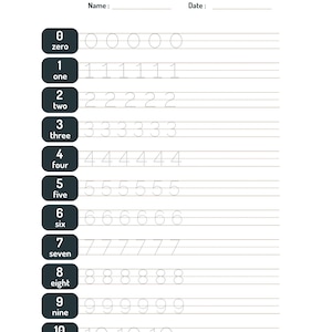 Number Tracing Bundle Numbers 1-10 Printable Trace Handwriting Writing ...