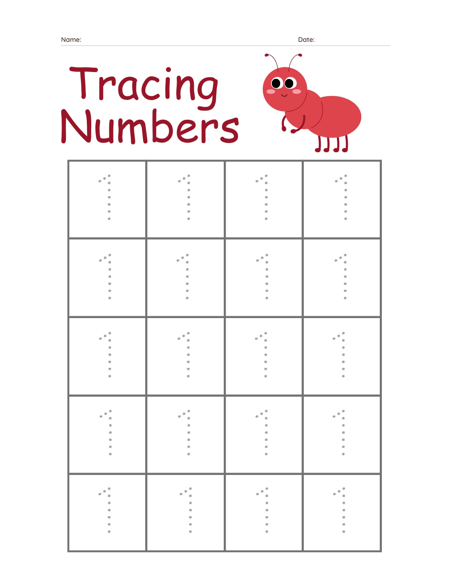 Number Tracing Bundle Numbers 1-10 Printable Trace Handwriting Writing ...