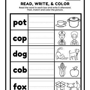 English CVC Words Beginning Sounds Worksheet/ Short Vowel Worksheet ...