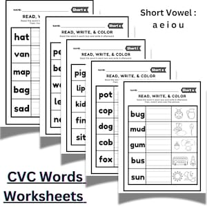 English CVC Words Beginning Sounds Worksheet/ Short Vowel Worksheet ...