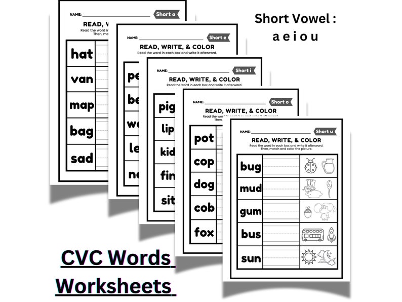 English CVC Words Beginning Sounds Worksheet/ Short Vowel Worksheet ...