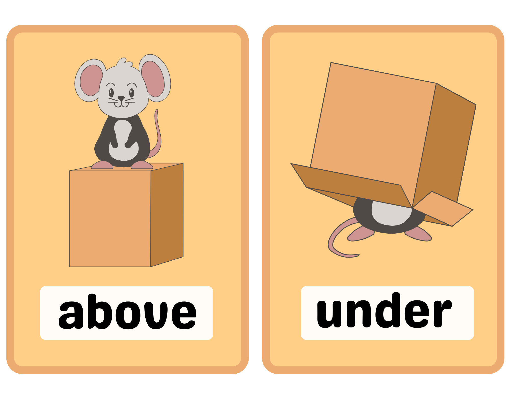 Preposition Flash Cards and Charts 16 Flash Cards 2 Big Preposition ...