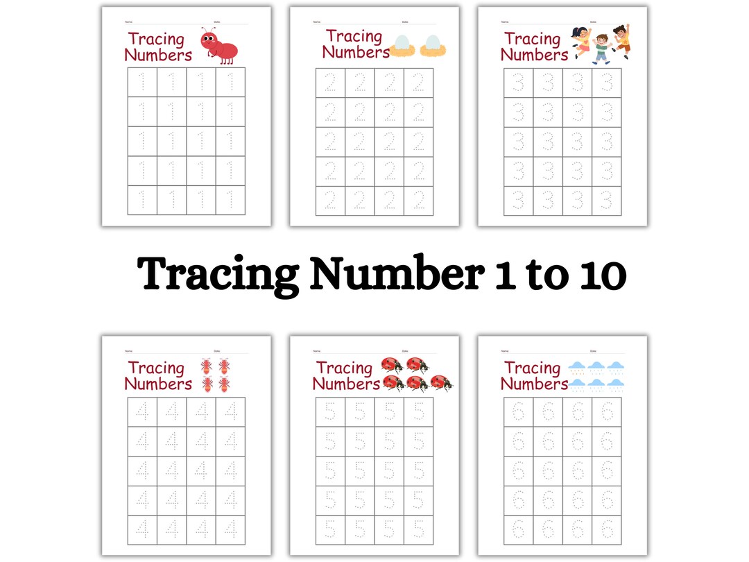 Number Tracing Bundle Numbers 1-10 Printable Trace Handwriting Writing ...