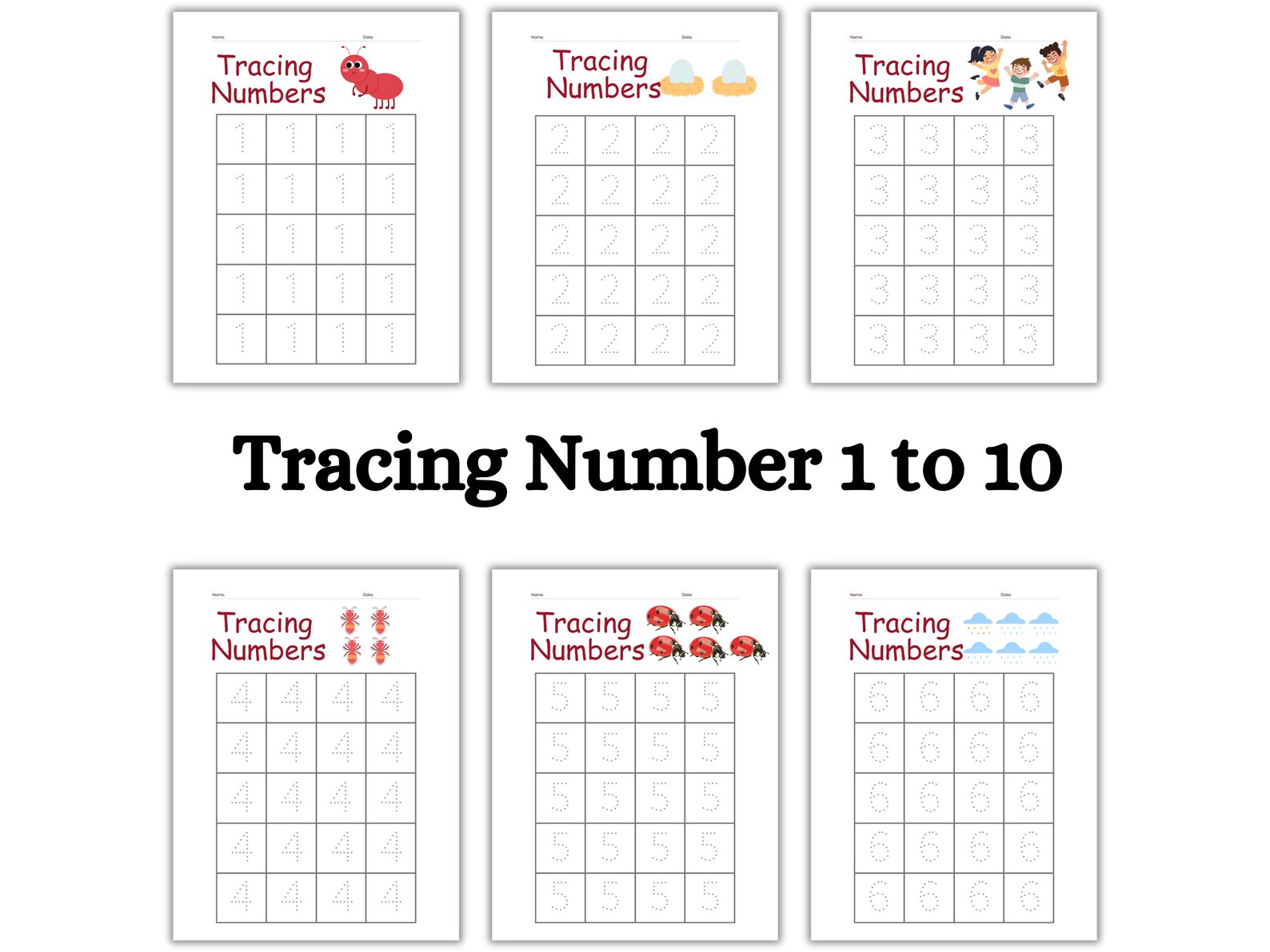 Number Tracing Bundle Numbers 1-10 Printable Trace Handwriting Writing ...