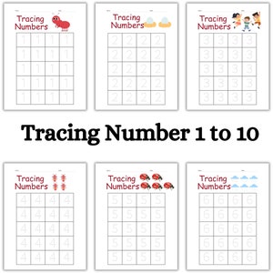 Number Tracing Bundle Numbers 1-10 Printable Trace Handwriting Writing ...