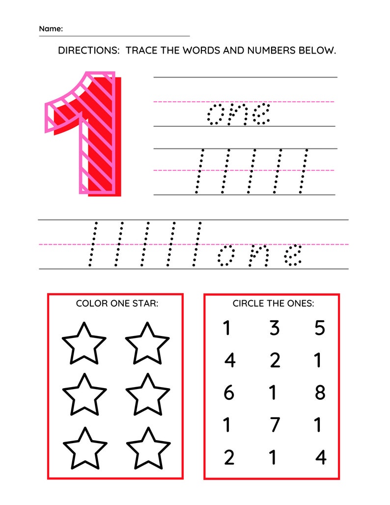 Number Tracing Bundle Numbers 1-10 Printable Trace Handwriting Writing ...