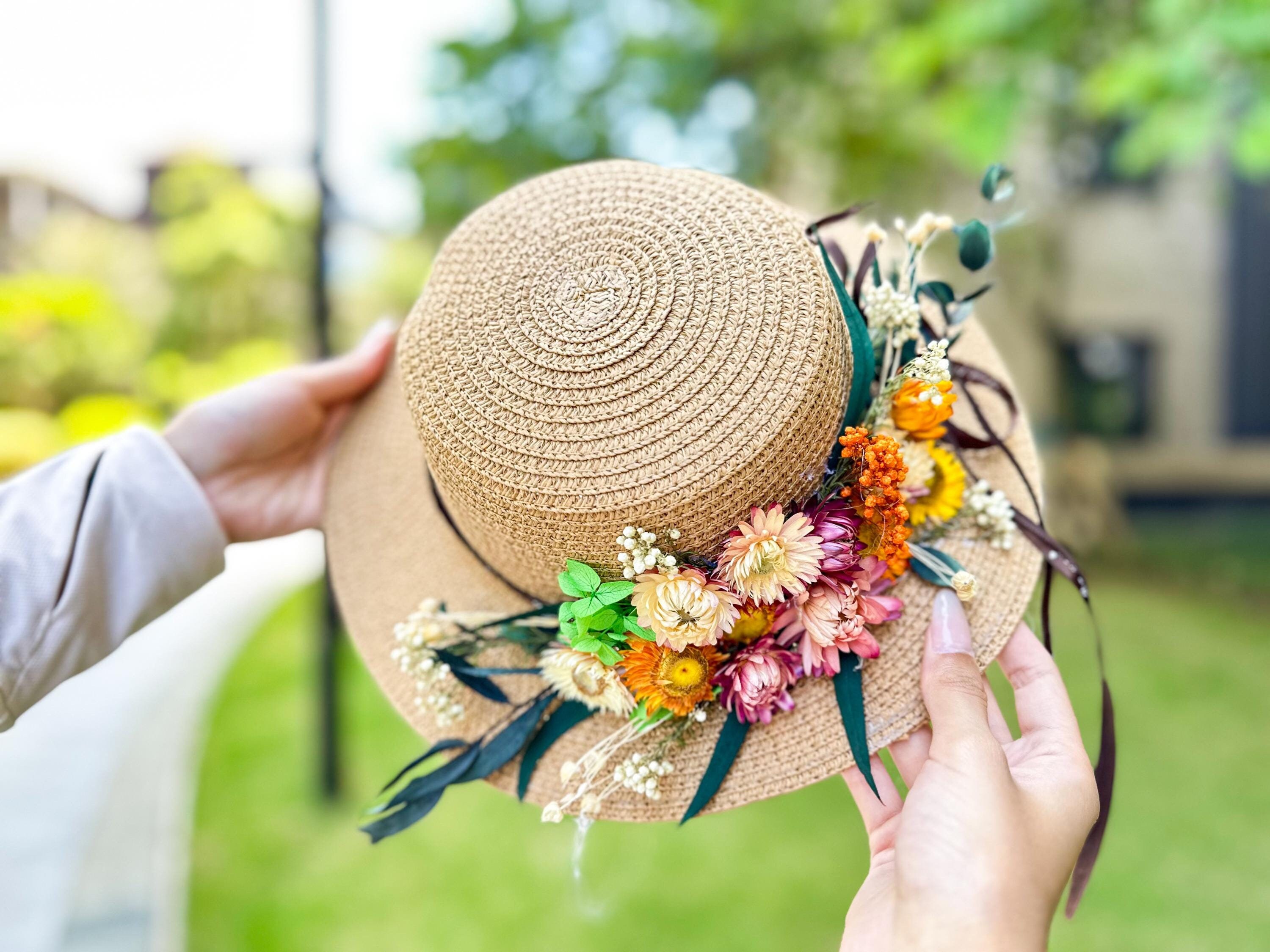 Toddler Dried Flower Straw Hat, Handmade Summer Hat,toddler Sun Hat ...